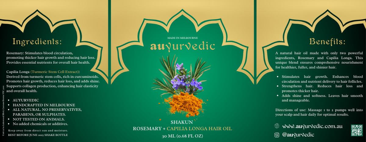 Buy Rosemary & Capilia Longa Hair Oil 30ml – Auyurvedic AU
